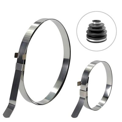 China Stainless Steel Center Punch Lock Hose Clamp 2pcs CV Joint Boot Clamp Kit for Cars for sale