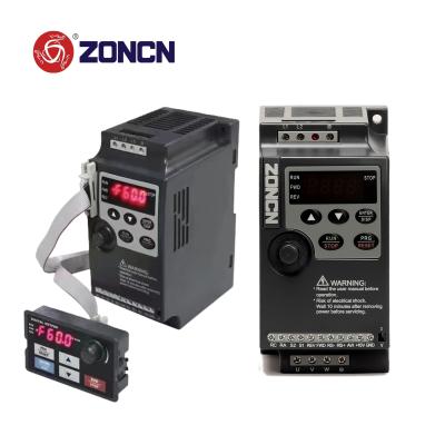 China Single Phase 220v VFD 0.75kw NZ100-0R75G-2 Mini Inverter 50hz 60hz From ZONCN for sale