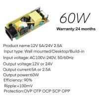 China 12v 5a converter wall mounted chargers PCBA  ac to dc 24v 2.5a build-in power supply 60w computer  adapter for sale