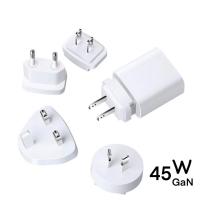 China 45W GaN Charger Tech 2 Ports 65W USB Type-C USB-C Multi 2 Port Universal Foldable Plug PD Charger for sale