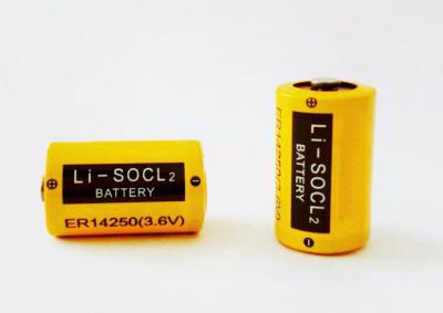 China ER14250 3.6V 1200mAh Lithium Thionyl Chloride Battery for Water Meters and Industrial Applications for sale