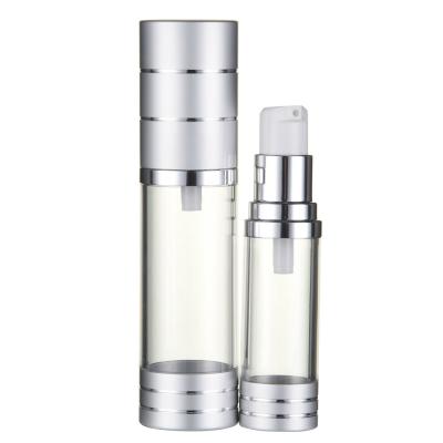 China 15ml 20ml 30ml 40ml 50ml Cylinder Plastic Airless Bottle AS Screen Printing for sale