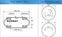 China Air Helper Springs Gas Hole 1/4NPTF Screw Tooth M10 Screw Center Distance 157.5 Mm for sale