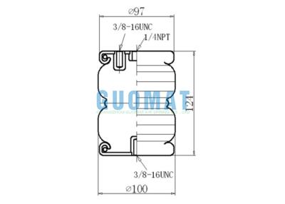 China GUOMAT 2B2200 Double Convoluted Industrial Air Spring 1/4NPT Air Inlet Suspension Air Shock for sale