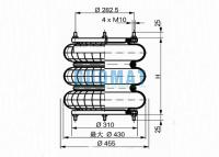 China FT 816-40 DS M10 Triple Convoluted Rubber Air Spring Pneumatic System 16''x3 ContiTech Air Bellows for sale