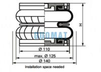 China WBZ 140-E1 Double Convoluted Rubber Air Bellow G3/8 Weforma Helper Springs Pneumatic for sale