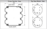 China Triple Convoluted Air Bag GUOMAT NO. 3B7386 Bellow No.3B383 Industrial Air Spring 4x3/8-16UNC Screw for sale