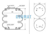 China Triple Convoluted Air Spring Repalce FT 330-29 431 Contitech 3B12-300 Goodyear For Expanded Metal Machine for sale