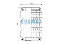 China Triple Convoluted Industrial Air Spring 187mm Round Hole Cover Plate Air Shock Absorption for sale