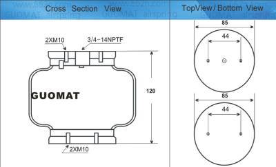 China Goodyear 1B5-2 Industrial Air Spring Bellows 579 913 502 - 120mm Max Stroke, 85mm Plate Diameter, -54°C to 57°C Operating Range for sale