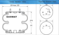 China Double Convoluted Air Bags / Industrial Air Spring Goodyear 2B9-210 Firestone W013586908 for sale