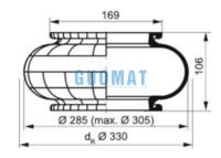 China V1B20 Vibracoustic Single Convoluted Air Spring 1B20 Phoenix Air Bellow Without Bead Rings for sale