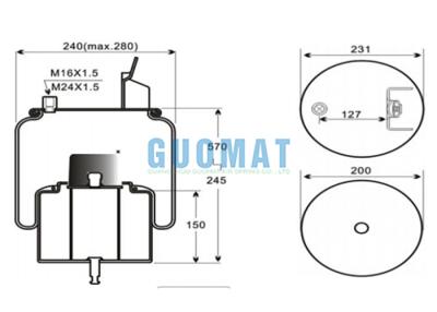 China 6630NP01 Contitech Rolling Lobe Air Spring 1R11-857 Goodyear 1R11-814 Truck Airbag Assembly for sale