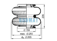 China FD 200-19 1/4 M10 Contitech Suspension Air Shock 72047 Double Convoluted Air Spring for sale