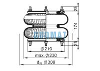China 10''X2 Gas Filled Rubber Bellow FD 210-22 1/2 M10 Contitech Flange Industrial Air Spring for sale
