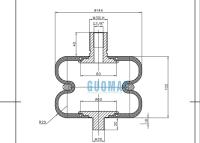 China SS Crimp Rubber Double Convoluted Air Spring Natural Width Bellows Diameter 144MM Air Inlet G3/8 for sale