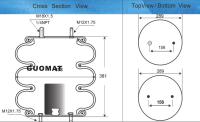 China Steel Cover Plate Industrial Air Spring M12 Screw Two Pillars Stick Nuts M12X1.75 for sale