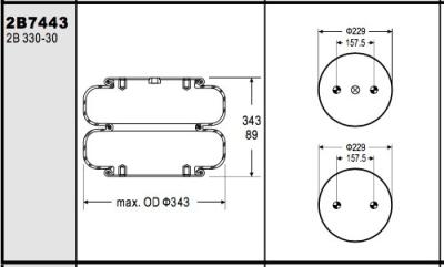 China W01-358-7443 Rubber Bellows 22C-1.5 Industrial Air Spring For Ridewell 1003587443C for sale