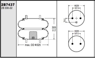 China Double Convoluted Air Bellow Firestone W03587437 Naway 90557015 Truck Lift Axle Suspension for sale