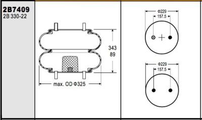 China W01-358-7409 Goodyear 2B12-319 Double Air Spring Industrial Air Bags Bellows for sale