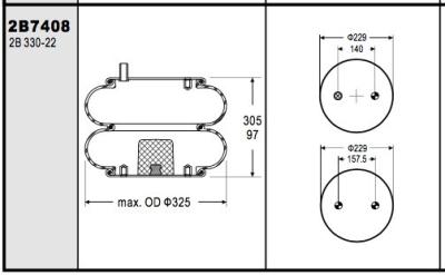 China Firestone W01-358-7408 Double Convoluted Industrial Air Spring Lifting Bag Contitech FD330-22 366 for sale