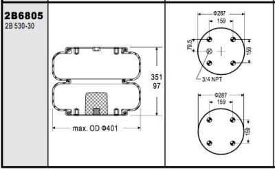 China Firestone W01-358-6805 Industrial Air Spring 21-2 Goodyear 2B14-462 Ridewell 1003586805C for sale