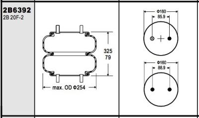 China W013586392 Industrial Air Spring Double Convoluted 20-2 Arvin Meritor 2258-G-1489 for sale