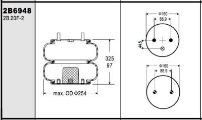 China 2B9-251 Firestone Air Bag Suspension W01-358-6948 Goodyear Bellows Number 578-92-3-206 for sale