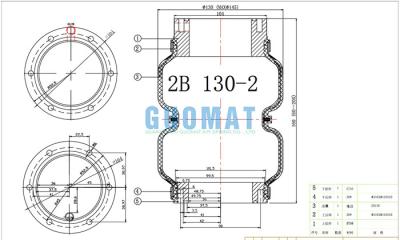 China Cover Plate Industrial Air Spring 2B130-2 With Natural DIA. 130 MM MAX DIA.145MM for sale