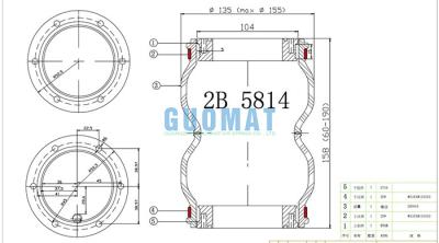 China DIA.135MM 2B5814 Air Spring Bags / Car Air Ride Alternative Steel Spring Shock Absorber for sale