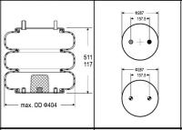 China W013587850 Industrial Air SpringBellow NO. 333 Triple Convoluted Air Bag Goodyear 3B14-452 for sale