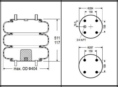 China Contitech FT530-35537 Triple Convoluted Air Bag / Air Spring Firestone W013587853 for sale