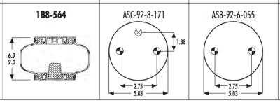 China 1B8-564 Goodyear Air Spring 579-91-3-532 With Aluminum Plate 3/8-16 Bolts for sale