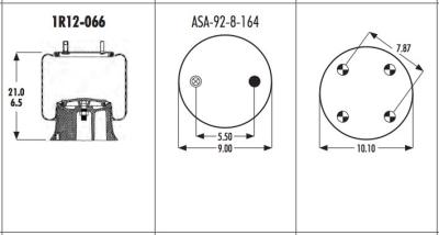 China Goodyear 1R12-066 Air Spring 228.6mm Top Plate 165.1mm Collapsed Height for Load Guard SC2036 for sale