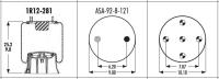 China Goodyear 1R12-281 Rolling Lobe Air Spring 9-25.2 Inch Height Range with 10.1 Inch Base Plate for Heavy Duty Vehicles for sale