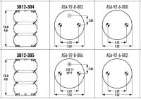 China 3B12-304 Goodyear Air Spring Triple Convoluted Cross To Firestone W01-358-8013 for sale