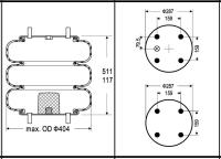 China W01-358-7839 Firestone Air Spring FT 530-35 437 Triple Convoluted Goodyear 3B14-444 for sale