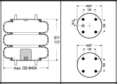 China W01-358-7839 Firestone Air Spring FT 530-35 437 Triple Convoluted Goodyear 3B14-444 for sale