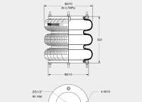 China 255322CY-3 Industrial Air Spring Triple Convolutions With Stamped Flange and Plate for sale