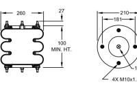 China W01-R58-4059 Air Spring Shock SP 1539 Rubber Bellows 10 X 3 With Stamped Flange for sale