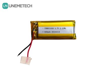 China 600mAh Custom Silver Li ion Battery / 851838 3.7V Wearing Device Lithium ion Polymer Battery for sale
