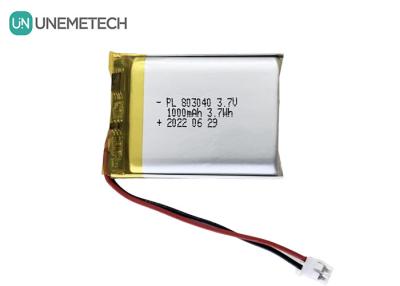 China 803040 3.7V Li Polymer Rechargeable Battery 3.7Wh 1000mAh Pouch Battery With JST-PH-2P Connector for sale