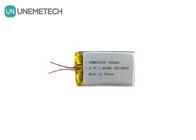 China 4.2V Rechargeable Lithium Polymer Battery 602238 3.7V 450mAh for Consumer Electronics for sale