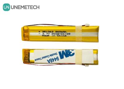 China Long Narrow 3.7V 260mAh Custom Lithium Polymer Battery 351363 For Intelligent Glasses for sale