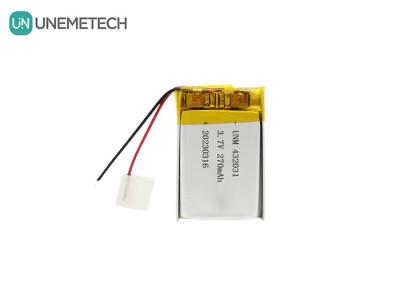 China 3.7V 270mAh 432031 Lithium Polymer Battery for Electronic Appliances for sale