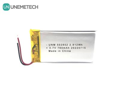 China 3.7V 760mAh Lithium-Ion Polymer Rechargeable Battery 502852 For LED Lights for sale