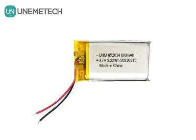 China 3.7V 600mAh 852034 Rechargeable Custom Lithium Polymer Battery For Headsets for sale