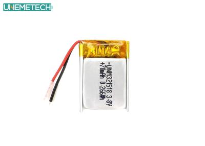 China 3.8V High Voltage Li Ion Battery Ultra Small Lipo Battery 4.35V 70mAh 321518 For GPS Tracker for sale
