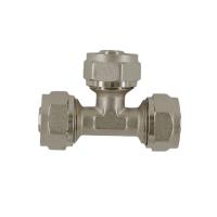 China 90° Brass Press Fitting with Stainless Steel Sleeve for PE Pipes - 16mm Size, 16 Bar Pressure Rating for sale