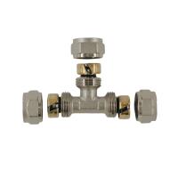 China 16mm Brass Compression Tee Fitting 232 psi Working Pressure ISO 9001 Certified ISO228 Thread for sale